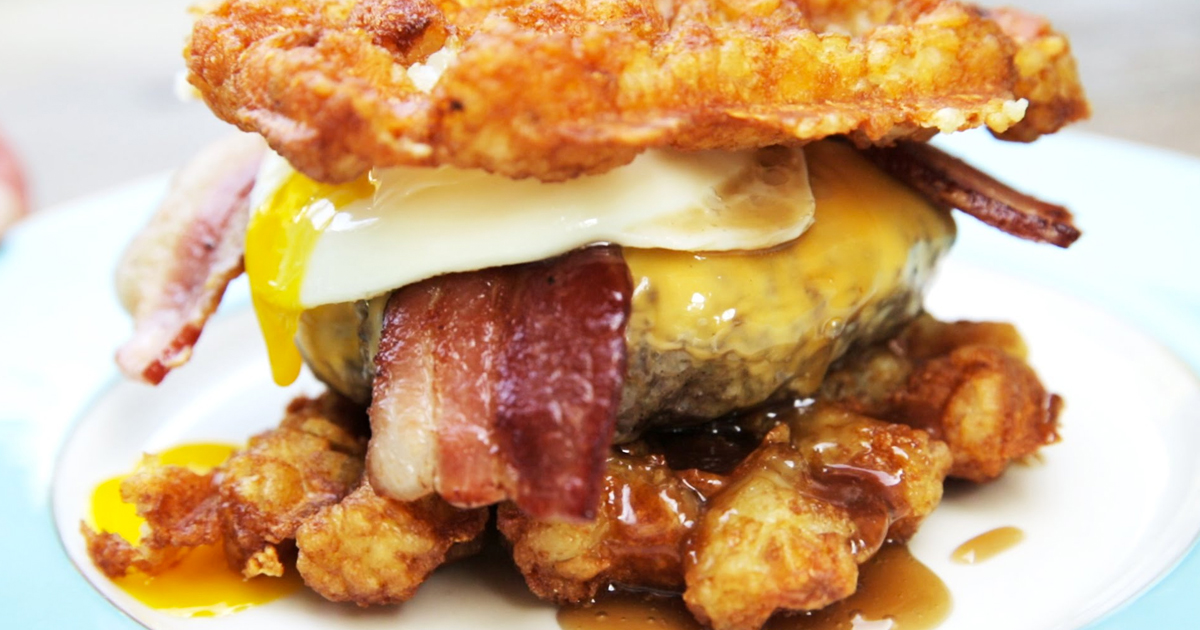This All Day Breakfast Burger Is What Gluttony Is Made Of | HungryForever