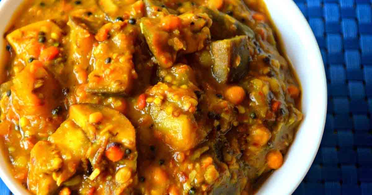 South Indian Kathrikkai Pulippu Koottu Recipe