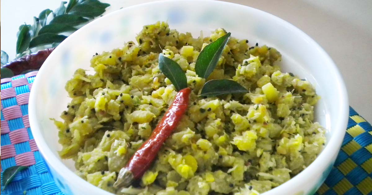 Vazha Pindi Thoran Recipe | How To Make Vazhaithandu Thoran Recipe