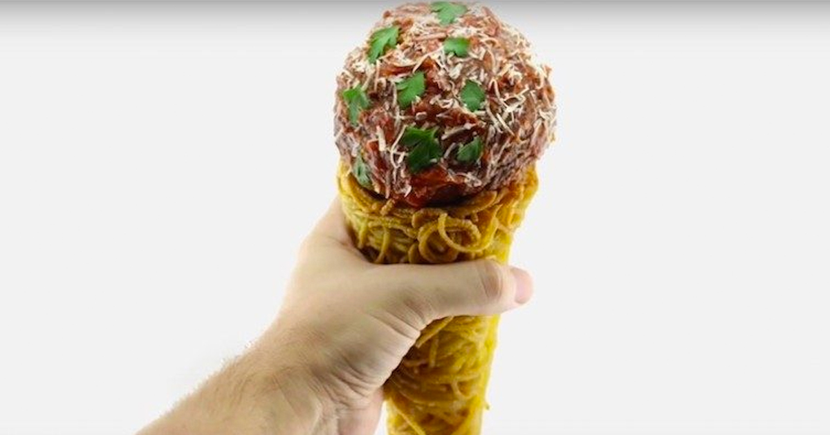 Ditch Your Cutlery And Bite Into This Insane Spaghetti & Meatball Cone ...