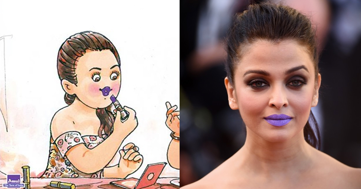 Amul Takes A Buttery Dig At Aishwarya Rai’s Purple Pout - HungryForever ...