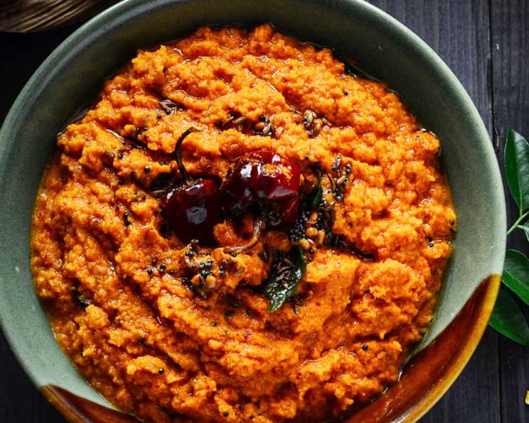 Hot Red Chili Coconut Chutney Recipe | HungryForever