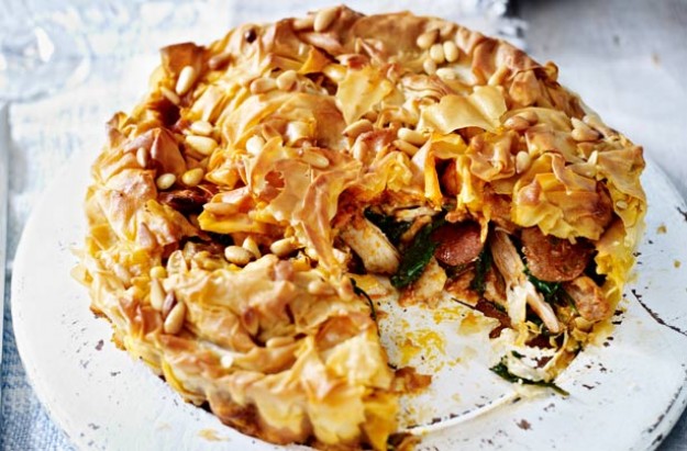 Chicken and Onion Filo Pastry Pie - HungryForever Food Blog