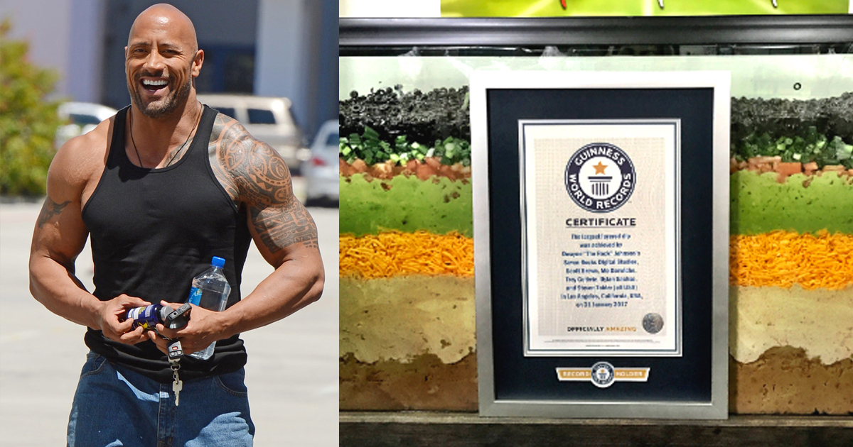 The Rock & Team Set The Guinness World Record With The "Largest Layered ...