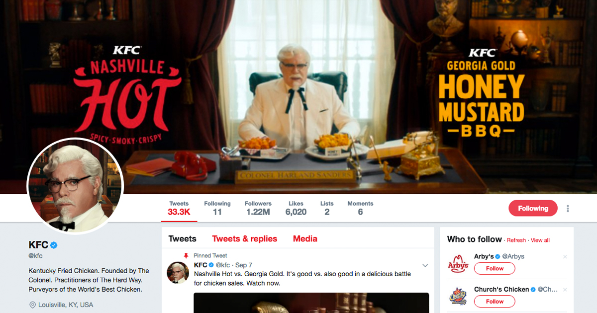 Did You Notice This About KFC's Twitter Account? - HungryForever Food Blog