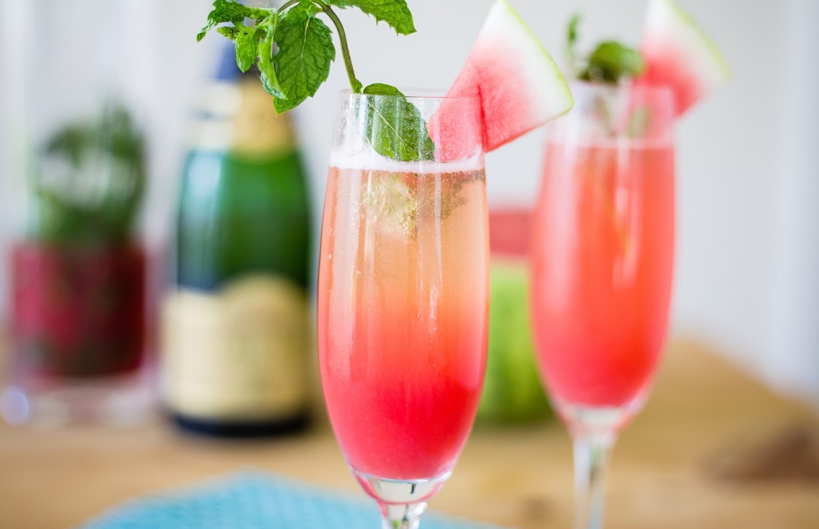 Watermelon Champagne Cocktail - HungryForever Food Blog